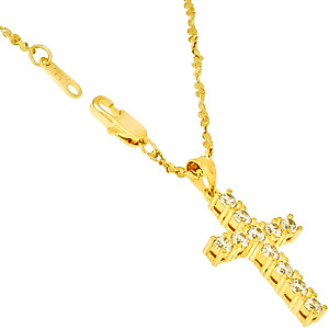 LIFETIME JEWELRY Cubic Zirconia Cross Necklace for Women & Men 24k Gold Plated