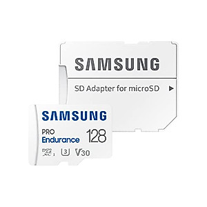 SAMSUNG PRO Endurance 128GB MicroSDXC Memory Card with Adapter for Dash Cam, Body Cam, and security camera – Class 10, U3, V30 (‎MB-MJ128KA/AM)