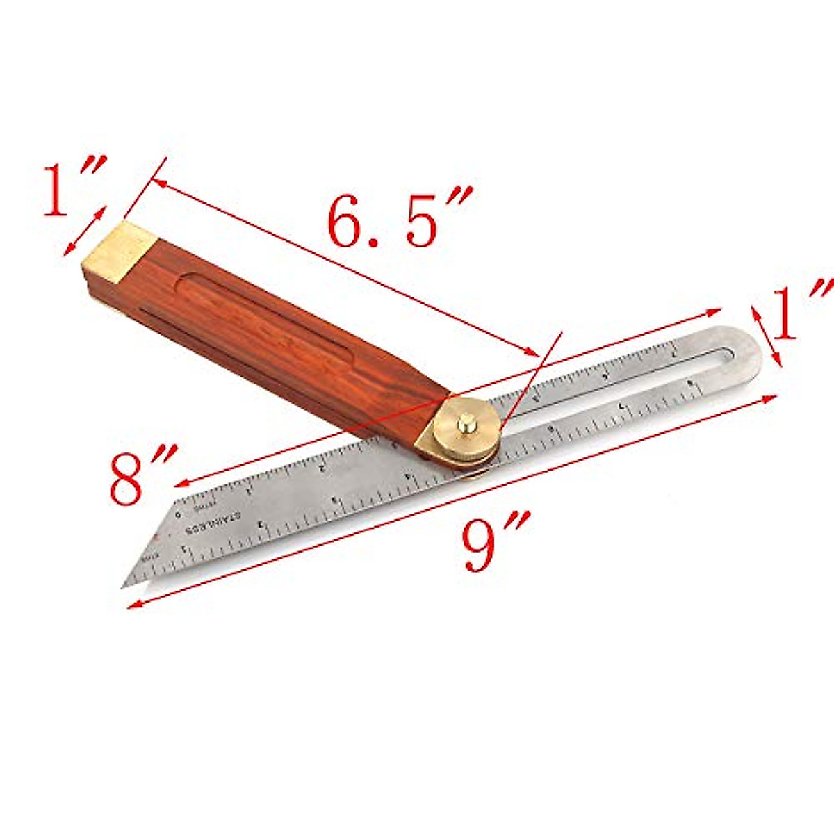 MY MIRONEY 9" T-Bevel Sliding Angle Ruler Protractor Multi Angle Adjustable Gauge Measurement Tool Hardwood Handle with Metric & Imperial Marks