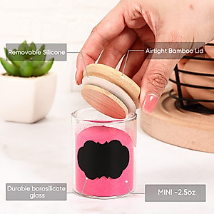 Roshtia Glass Spice Jars with Bamboo Airtight Lids Labels and Chalk Marker Food Storage Container Clear Spice Storage Bottle for Kitchen, Spice, Herbs, Seasoning, Seed, Tea, Sugar (12 Pcs,2.5 oz)