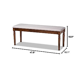 Baxton Studio Giovanni Modern and Contemporary Grey Fabric Upholstered and Walnut Brown Finished Wood Dining Bench