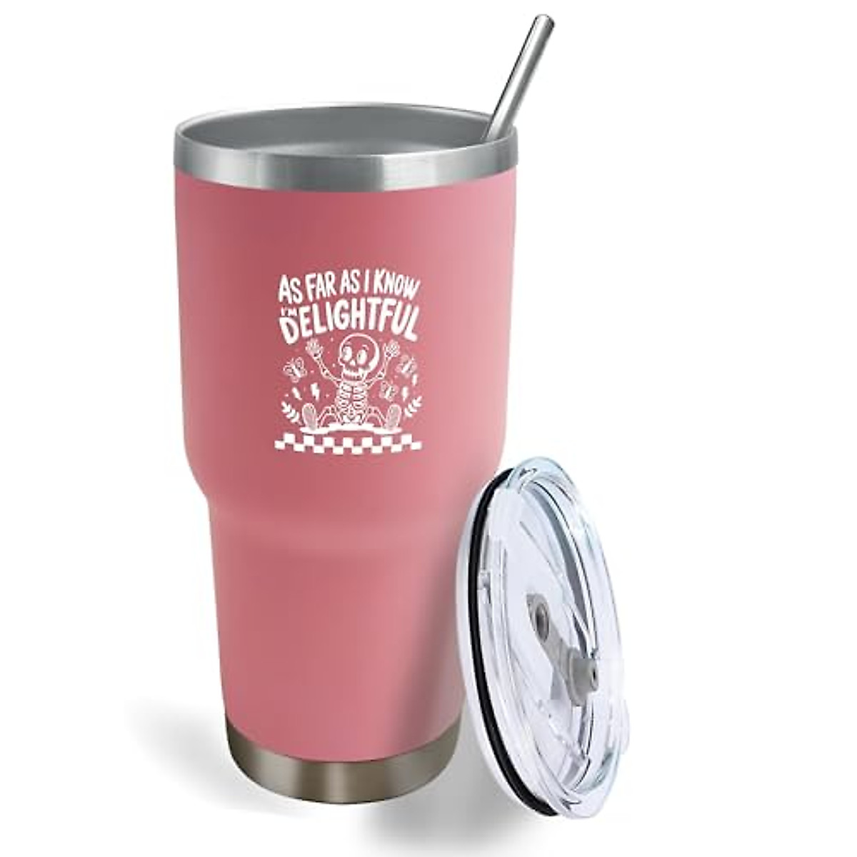 liabiliies Coffee Tumbler 30 oz As Far As I Know I'm Delightful Tumbler with Lid and Straw Insulated Tumblers Stainless Steel Tumbler Funny Gifts for Women