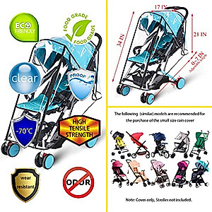 Baby Stroller Rain Cover Weather Shield Accessories Universal Size Protect from Rain Wind Snow Dust Insects Water Proof Ventilate Clear Food Grade Materia EVA Plastic Zipper Black White (black, small)