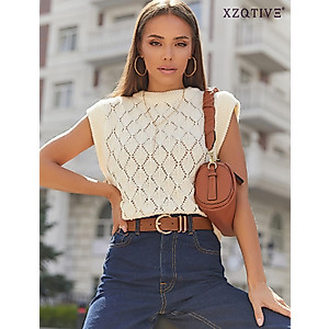 XZQTIVE 2 Pack Womens Leather Belts for Jeans Dress Pants Fashion Plus Size Ladies Black Waist Belt with Gold Buckle