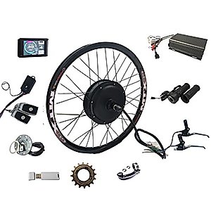Programmable, 700C 5000W Rear Wheel Electric Bike Conversion Kit, 72V 100A Sine Wave Programmable Controller, TFT Display System, Disc Brake,5000W Brushless gearless Motor, (700C Rear)