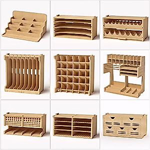Bucasso Wooden Mold Making Tools Storage Box, Model Paint Organizer with MDF Material, Model Kit Tool Organizer Rack, Paint Rack, Brush/Tool Holder Suitable for Tamiya and Gundam Tools, GK5