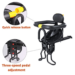 INNOLIFE Kids Bike Seat, Front Mounted Child Bike Seat with Guadrail Front Bike Seat for 8M - 6Y Children, Kids,Toddlers