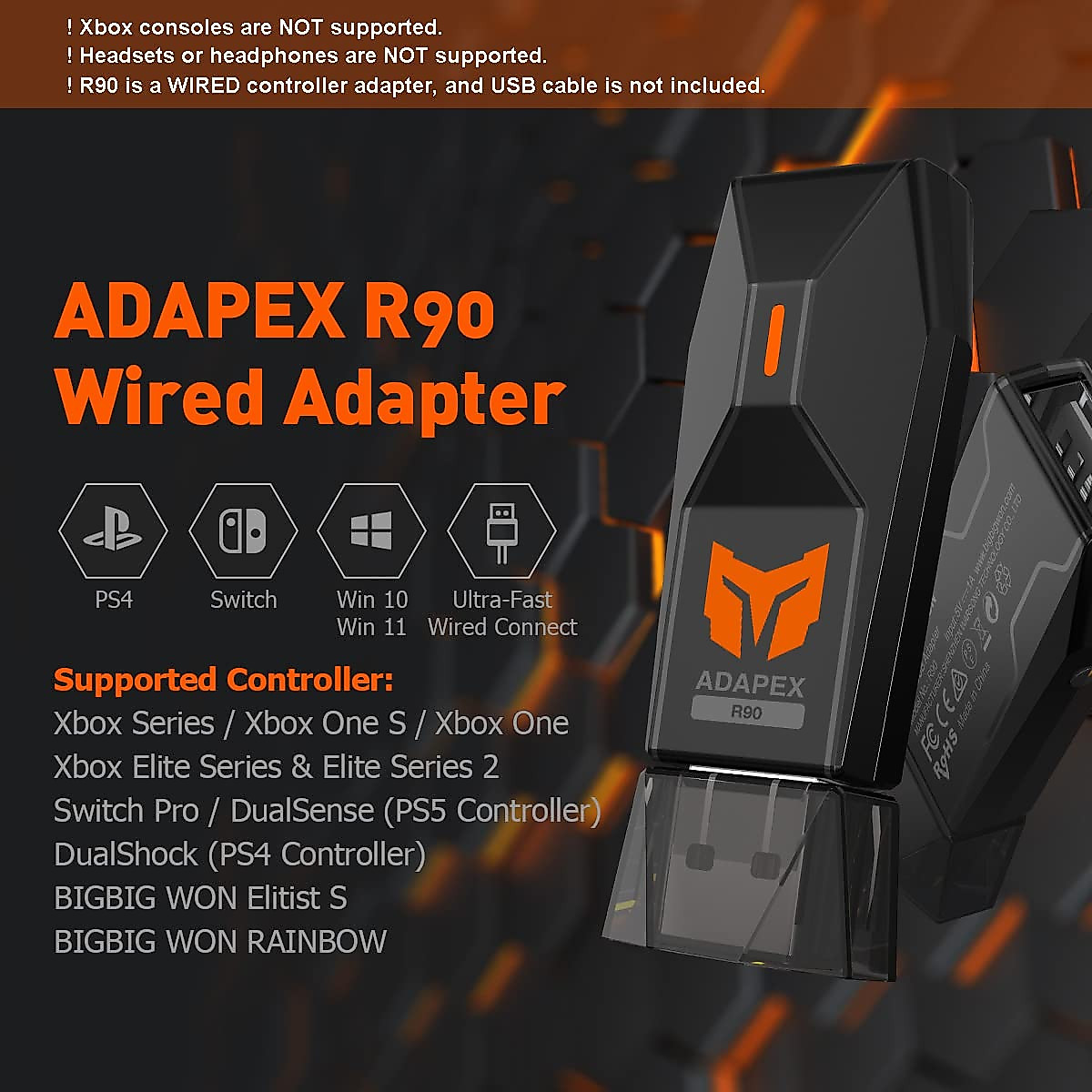 BIGBIG WON Controller Adapters, Wired Controller Adapter for Xbox Series X|S/Xbox One/One X|S/Xbox Elite Series/Elite Series 2/PS5/PS4 Wired Console Adapter for Switch/PS4/Windows 11&10 PC (1 Piece)