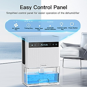 Airtok Dehumidifier for Home, Up to 950 Sq.Ft, 105.6 OZ Water Tank, Quiet Dehumidifier for Bedroom with Auto-Defrost, 4 Timer, Auto Shut Off, 7 Colors LED Light, for Bathroom Basement Closet RV