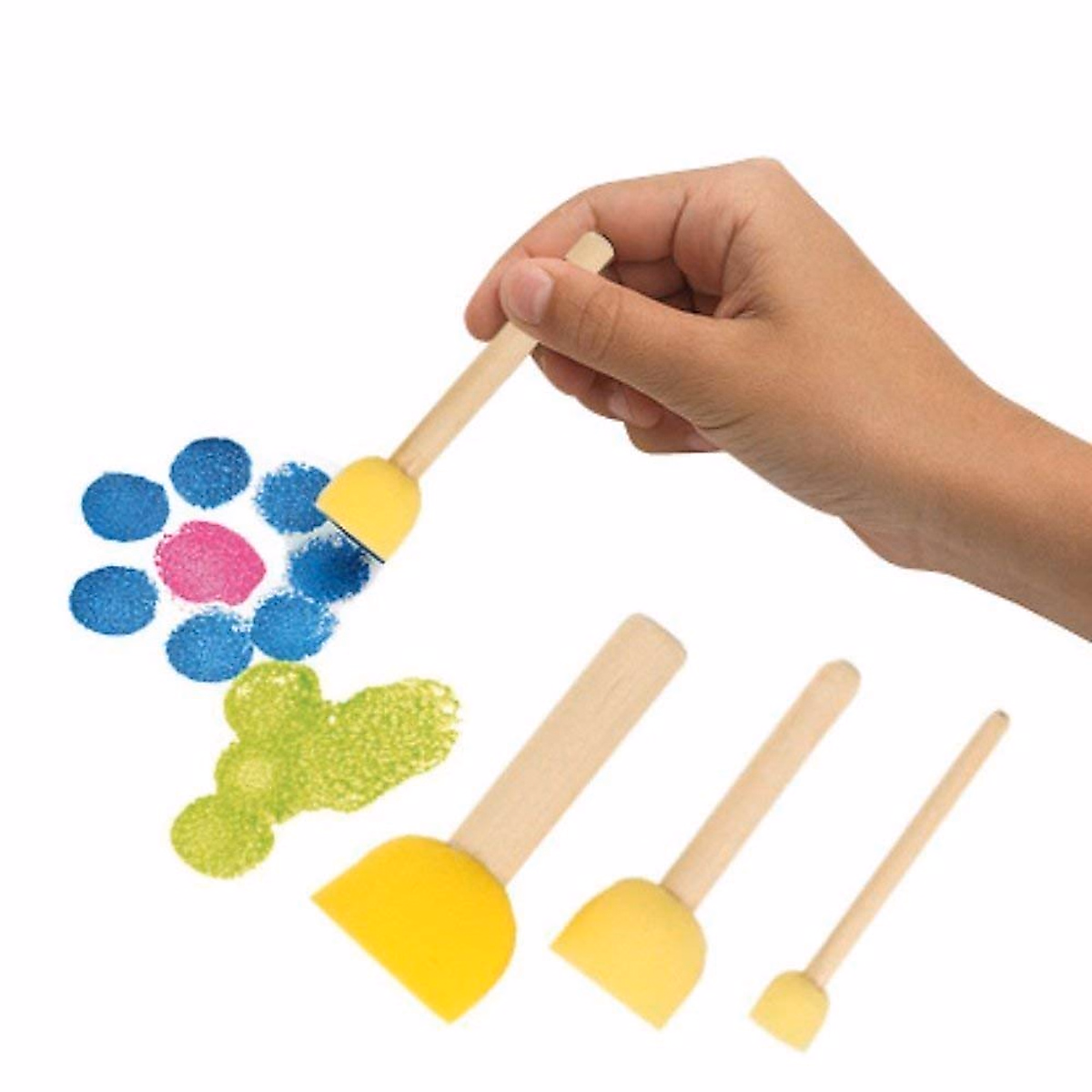 WAFJAMF 20-Pieces Assorted Size Round Sponges Brush Set, Paint Tools for Kids