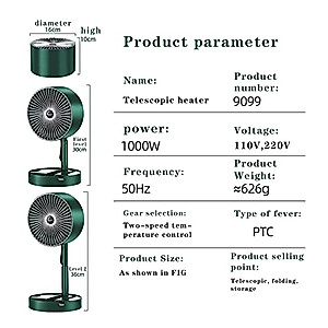 Outdoor Garden Heater Space Heater, Home Heater, 1000W Portable Electric Fan Heater, PTC Fast Heating Ceramic Room Small Heater, Office And Indoor Use Patio Heater (Color : 01, Siz