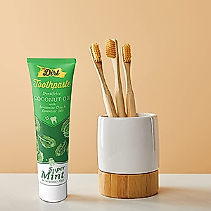 The Dirt Gluten & Fluoride Free Coconut Oil Toothpaste - Vital Toothpaste Botanically Sweetened, No Artificial Flavors or Colors | Super Mint, 10 Week Supply