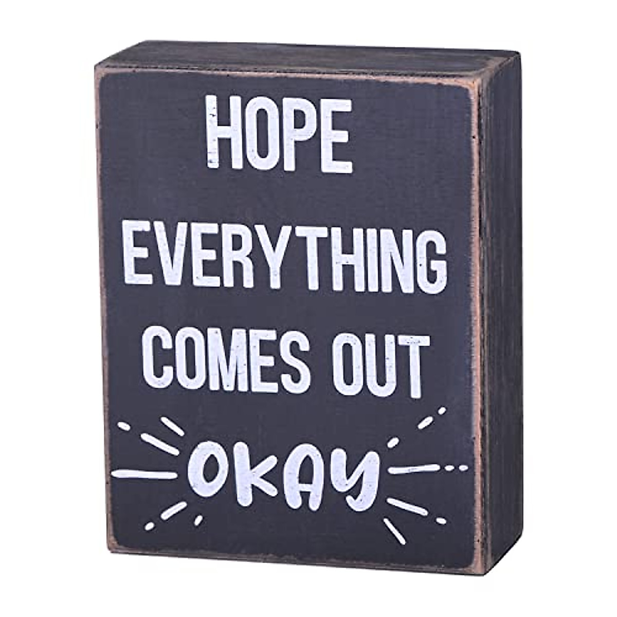 Noilk Funny Bathroom Decor Signs,Rustic Farmhouse Cute Restroom Washroom Home Decor For Shelf,Western Modern Room Wood Decorations Wall Art Accessories,Office Relex Sayings Box Sign Black