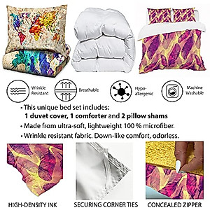 DESIGN ART Designart 'Vintage Pink and Red Wildflowers II' Traditional Duvet Cover Comforter Set Full/Queen Cover + Comforter + 2 Shams 4 Piece