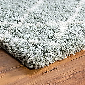 Rugs.com Soft Touch Shag Collection Area Rug – 2x3 Sage Green Shag Rug Perfect for Entryways, Kitchens, Breakfast Nooks, Accent Pieces