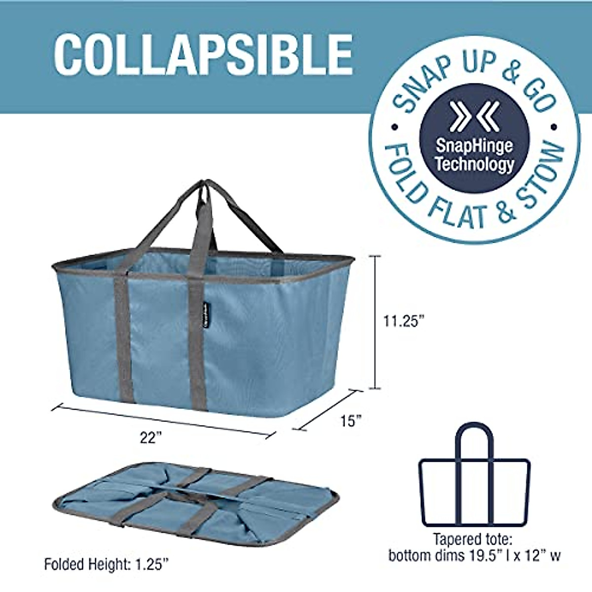 CleverMade Collapsible Fabric Laundry Baskets - Foldable Pop Up Storage Container Organizer Bags - Pack of 2, Denim & Collapsible Laundry Basket, Large Foldable Clothes Hamper Bag, 2 Pack