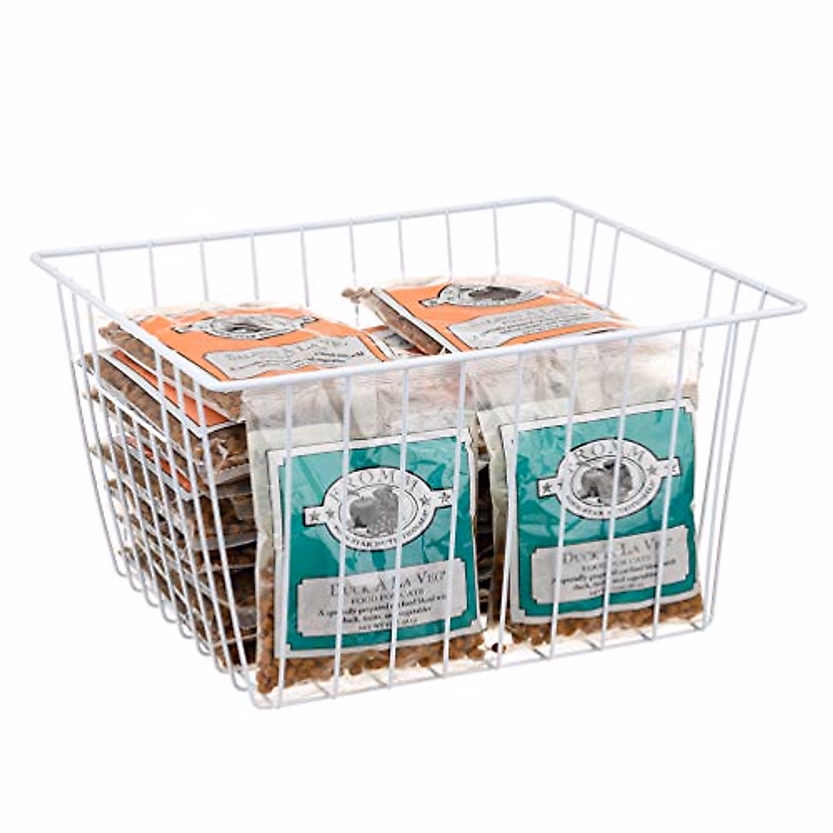 WenZBros Freezer Wire Basket Organizer, Refrigerator Metal Storage Divider, Household Container Bins with Handles for Kitchen, Pantry, Cabinet, Office, Closets