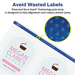Avery Glossy Clear Arched Labels with Sure Feed, 4.75" x 3.5", 100 Glossy Clear Labels, Print-to-The-Edge, Laser/Inkjet Printable Labels