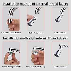 Faucet Extender Faucet Sprayer Attachment for Kitchen Sink, 5 Flow Mode Faucet Aerator 360° Swivel Anti-Splash Sink Sprayer Kitchen Faucet Head Replacement