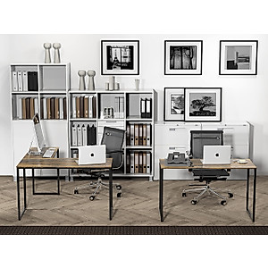 SHW 48-Inch Mission L-Shaped Home Computer Desk, Rustic Brown