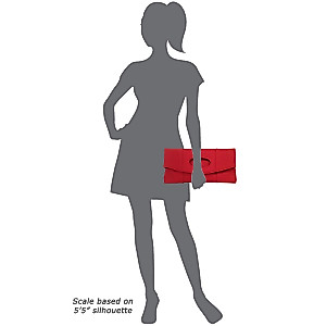 Synthetic Leather Fold Over Clutch (RED)