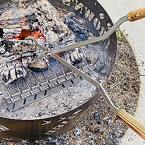 Campfire Bay Fire Pit Tongs 42" - Stainless Steel Heavy Duty Log Grabber - Made in USA - Bonfire and Campfire Tools