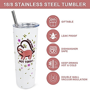 XAIVEZL Sloth Tumbler with Lid and Straw - Sloth Gifts for Women Cute Sloth Travel Coffee Mug - 20 oz Tumbler Mothers Day Birthday Gifts for Women Friend Daughter