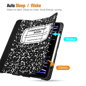 Fintie Case for iPad Pro 12.9-inch 6th Generation 2022, [Built-in Pencil Holder] Slim Soft TPU Protective Cover with Auto Wake/Sleep, Also Fit iPad Pro 12.9" 5th & 4th & 3rd Gen, Composition Book