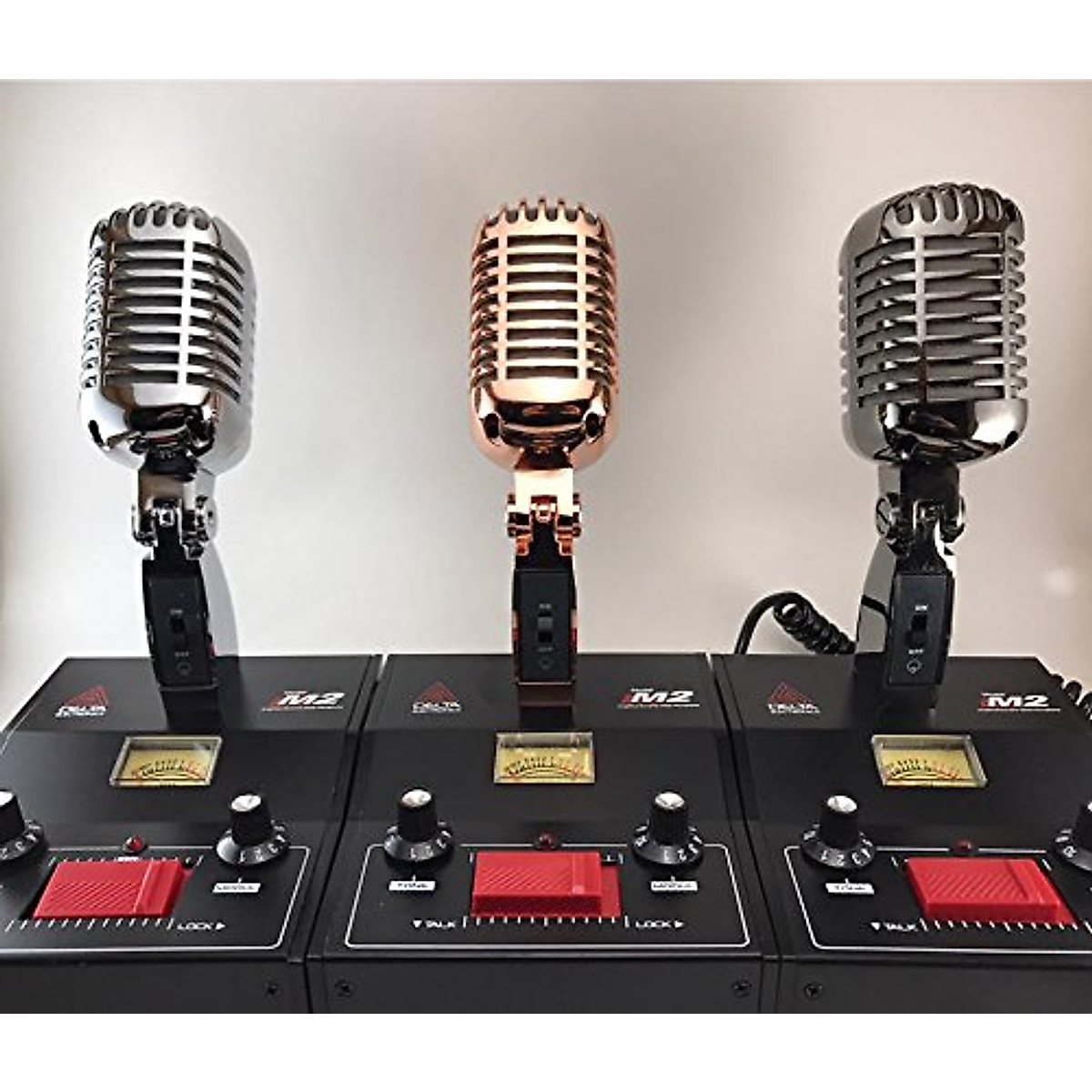 BLACK CHROME DELTA M2 AMPLIFIED DYNAMIC POWER BASE MICROPHONE 4 pin Cobra CB HAM MIC