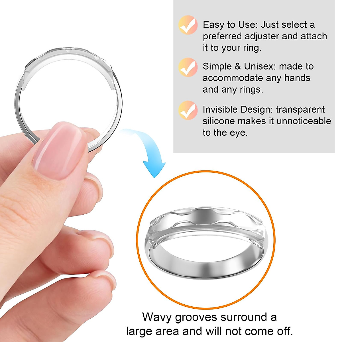 Ring Sizers for Loose Rings Ring Guards for Loose Rings Fit Any Rings, Invisible Ring Size Adjuster Never Sliding Off and Spinning