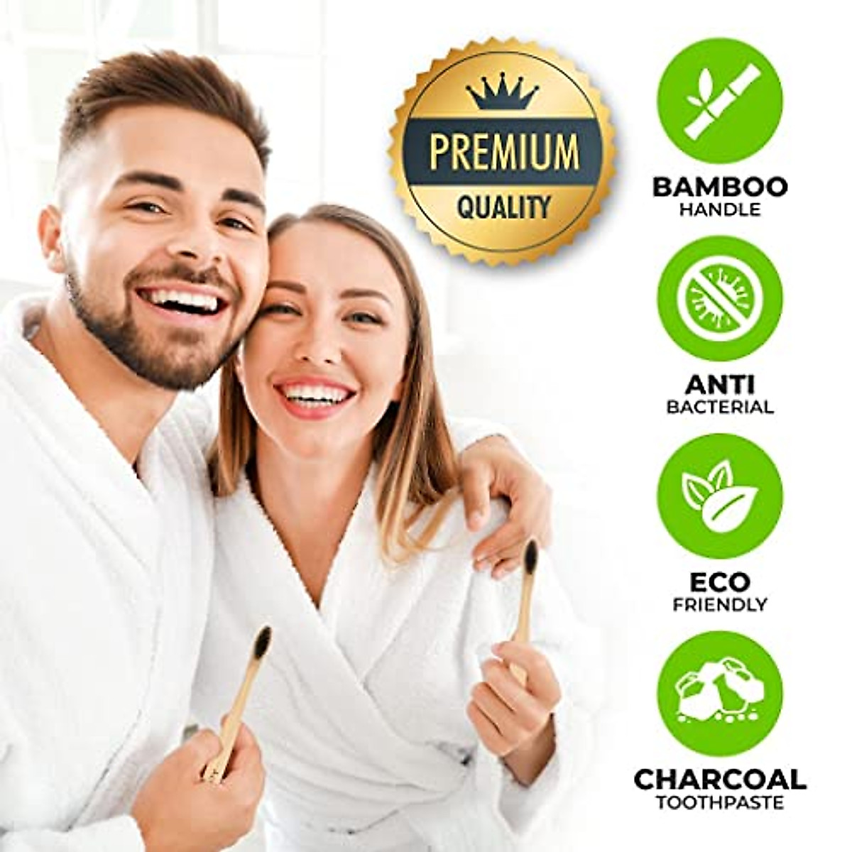 Activ-8 Activated Charcoal Toothpaste (100g) and Bamboo Toothbrush, Removes smoke and coffee stains, Vegan, Fluoride Free, Mint Flavour