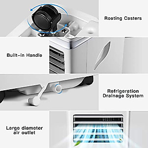 8,000 BTU Portable Air Conditioners Cools up to 350 Sq.ft, Portable AC Built-in Cool, Dehumidifier, Fan Modes, Room Air Conditioner with Remote Control/Installation Kits, White