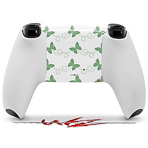 WraptorSkinz Skin Wrap compatible with Sony PS5 DualSense Controller Pastel Butterflies Green on White (CONTROLLER NOT INCLUDED)