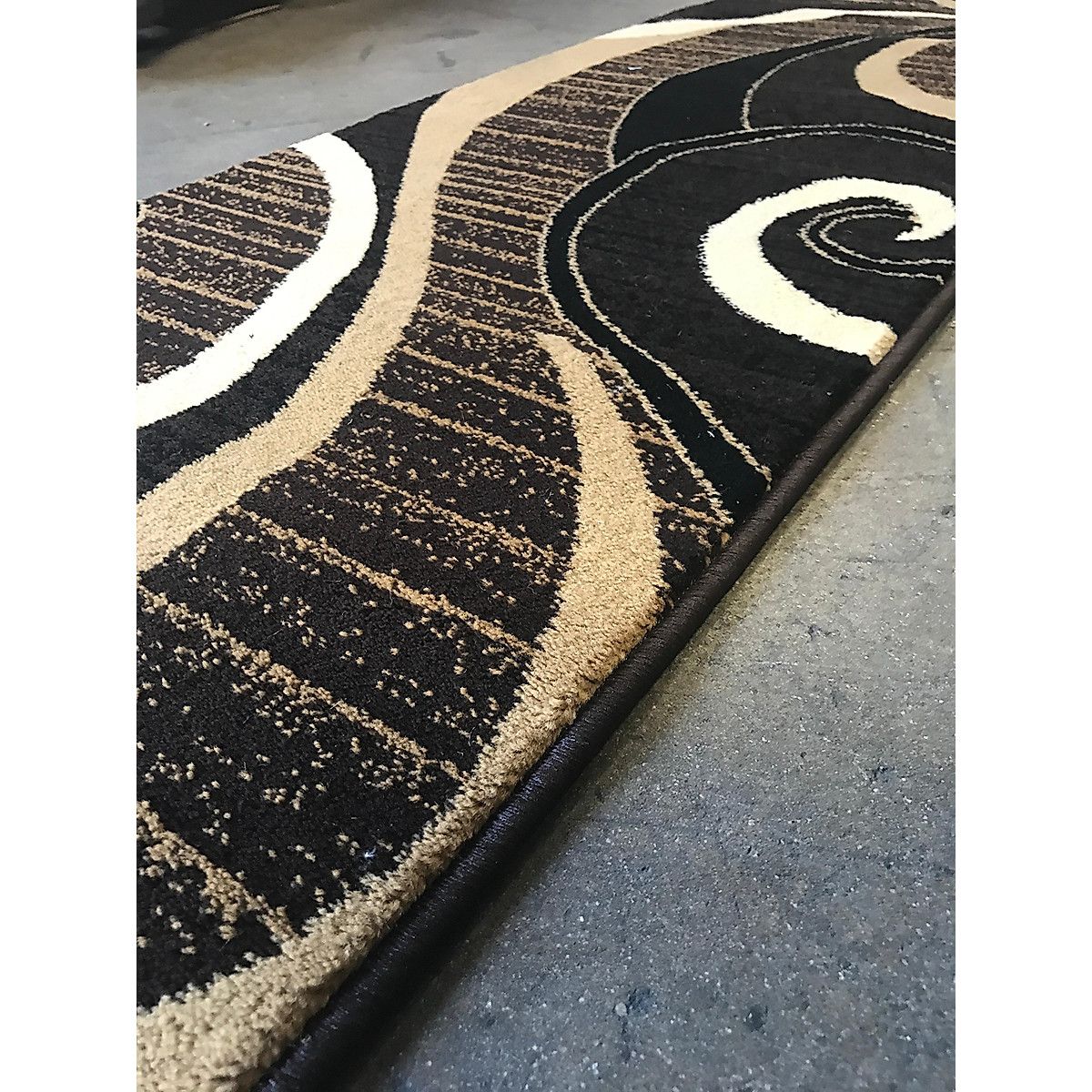 Modern Runner Contemporary Area Rug Dark Brown Black Beige Carpet King Design 344 (2 Feet X 7 Feet 3 Inch )
