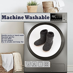 Men's Warm Up House Boots, Thick Fuzzy Sherpa Fleece Winter Moccasin Socks Non-slip Soles, Cozy Soft Comfy Indoor Shoes Rubber Grippers