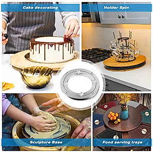 Hicarer 3 Pack 5.5 Inch Lazy Susan Bearing Hardware Turntable Heavy Duty Aluminum Small Lazy Susan Rotating Turntable Kitchen Base Turn Rotary Bearing Swivel Plate for Heavy Loads