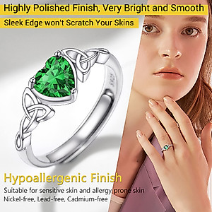 PROSILVER March Birthstone Rings 925 Silver Crystal Jewelry Aquamarine Blue Cubic Zirconia Heart Ring