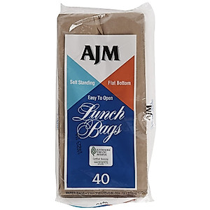 AJM Brown Paper Lunch Bags 40 Count