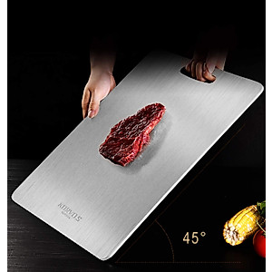 KORVOS 304 Food-Grade Stainless Steel Cutting Boards for Kitchen, Butcher Block Board for Meat, Cheese, Vegetable, Heavy Duty Chopping Board, Easy to Clean(X-Large)