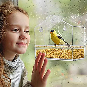 VIVOHOME Acrylic Clear Window Bird Feeder with Strong Suction Cups and Sliding Seed Tray