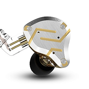 Five Driver Headphones,KZ ZS10 PRO High Fidelity Noise-Isolating Earbuds/Earphones with Detachable Cable 2Pin 0.75mm (Without MIC, Glare Gold)