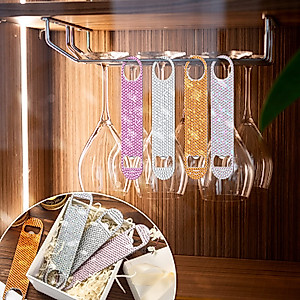 4 Pcs Glitter Bottle Opener Flat Bottle Opener Stainless Steel Beer Bottle Opener Bar Key Bottle Opener for Bartender Friends Rhinestone Bling Beer Opener for Soda Beer Wine Can (Modern Colors)