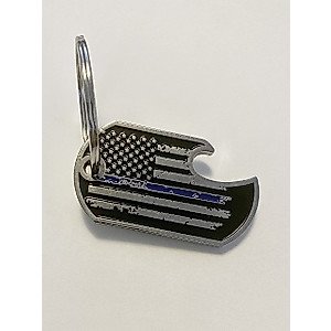 Thin Blue Line Keychain Bottle Opener