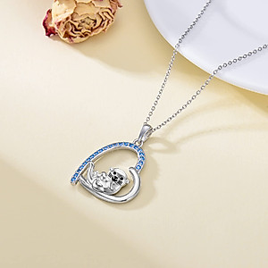 PROESS Otter Necklace Sterling Silver Sea Otter Necklace for Women Otter Lovers Otter Pendant Jewelry Gift