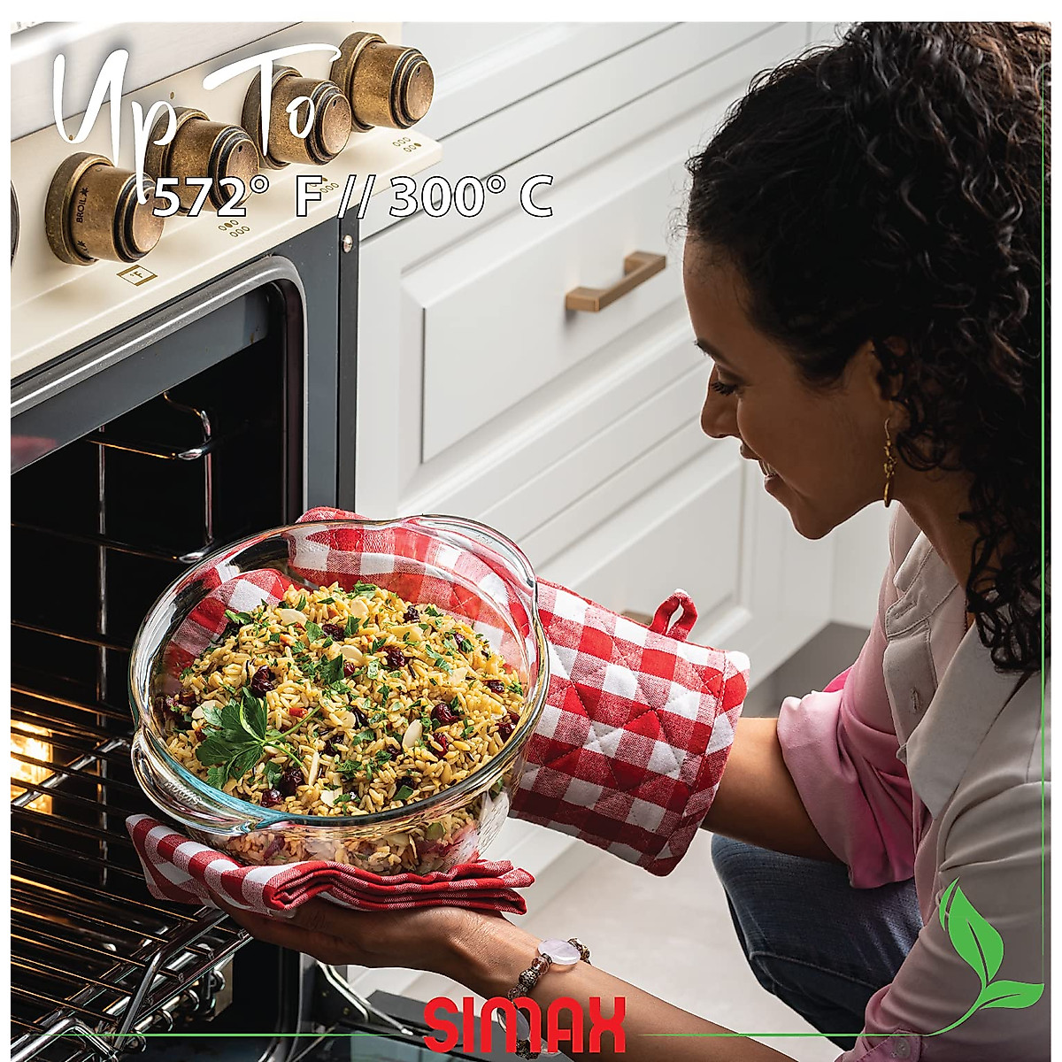 Simax Casserole Dish with Lid, Glass Casserole Dish, Holds 96 Oz (3 Quarts), Oven to Table Serving Dish, Microwave, Dishwasher, and Oven Safe Cookware