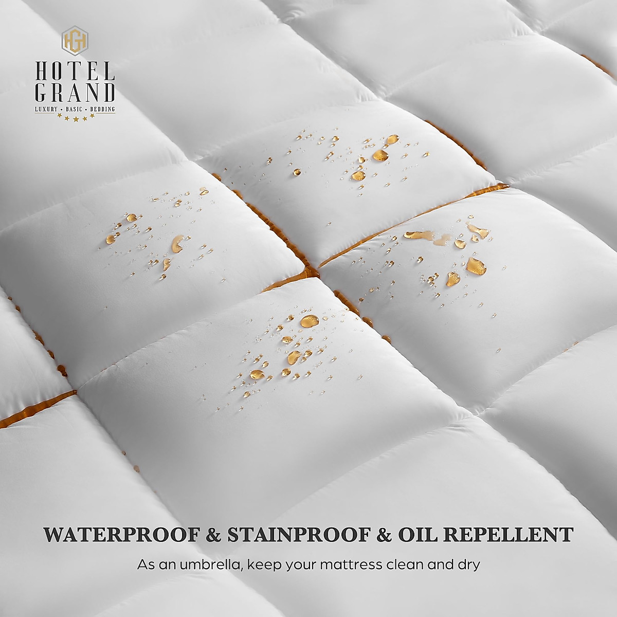 Hotel Grand Pillow Top Mattress Topper King Size - Waterproof Mattress Protector Quilted Fitted Mattress Pad Cover with 8-20 Inch Deep Pocket Down Alternative Fill (78x80 inch, White)