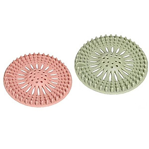 Ruluti 2pc Sink Sewer Filter Silicone Floor Drain Strainer Water Hair Stopper Bath Catcher Shower Cover Kitchen Bathroom Anti Clogging