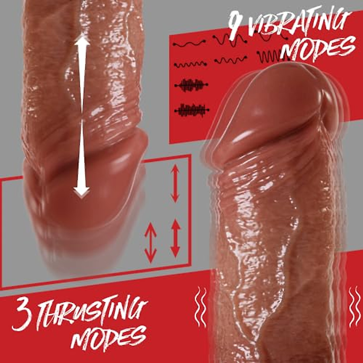 2.36" Diameter Thick Thrusting Dildo Vibrator, Huge Realistic Dildos with Thrusting and Vibration, Heating Big Anal Dildo for Advanced Players, Large Size Silicone Dildo Adult Sex Toy for Women Men