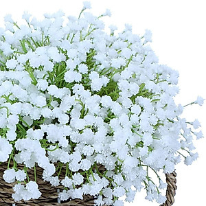 N&T NIETING Babys Breath Artificial Flowers,10Pcs Fake White Baby Breath Flowers Artificial Bulk, Real Touch Faux Babies Breath Gypsophila for Wedding Floral Bouquets Party Decor