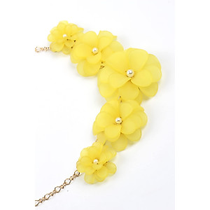 Bocar Flower Collar Necklace, Floral Flower Summer Beach Statement Choker Necklaces for Women Handmade Women Jewelry Party Gift (NK-10241-yellow)